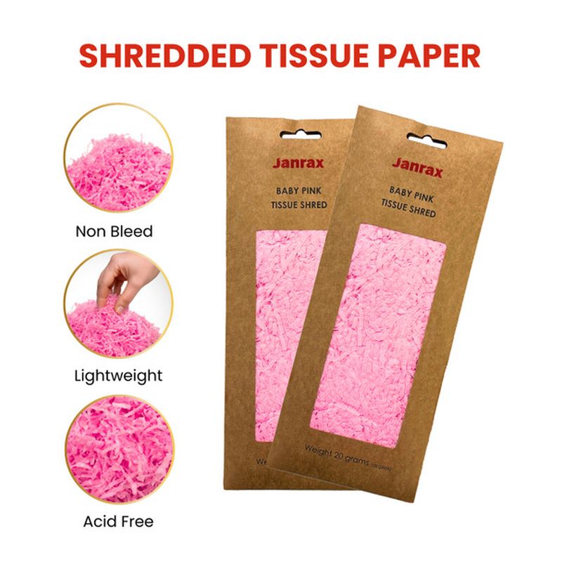 Baby Pink Tissue Shred 20g - Packaging 2 Your Door