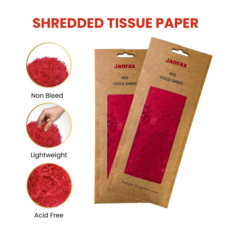 Red Tissue Shred 20g - Packaging 2 Your Door