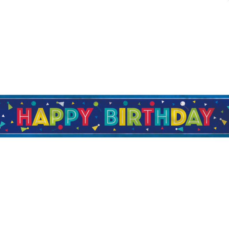 12ft Foil Peppy Birthday Banner - Packaging 2 Your Door
